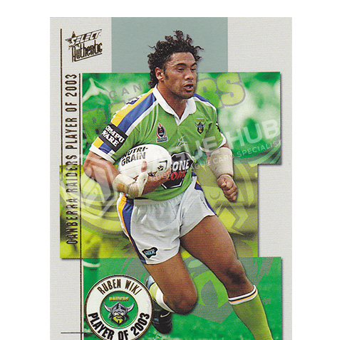 2004 Select Authentic CP3 2003 Club Player of the Year Ruben Wiki ...